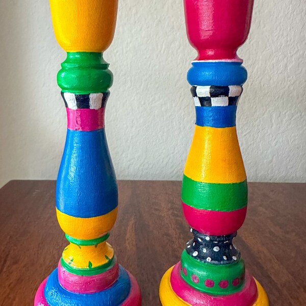 Painted Candlesticks - Etsy