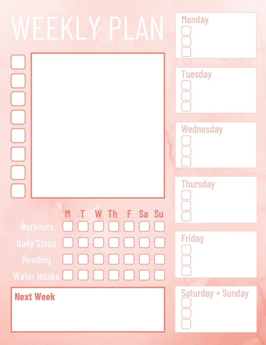 Printable Weekly Plan - Etsy