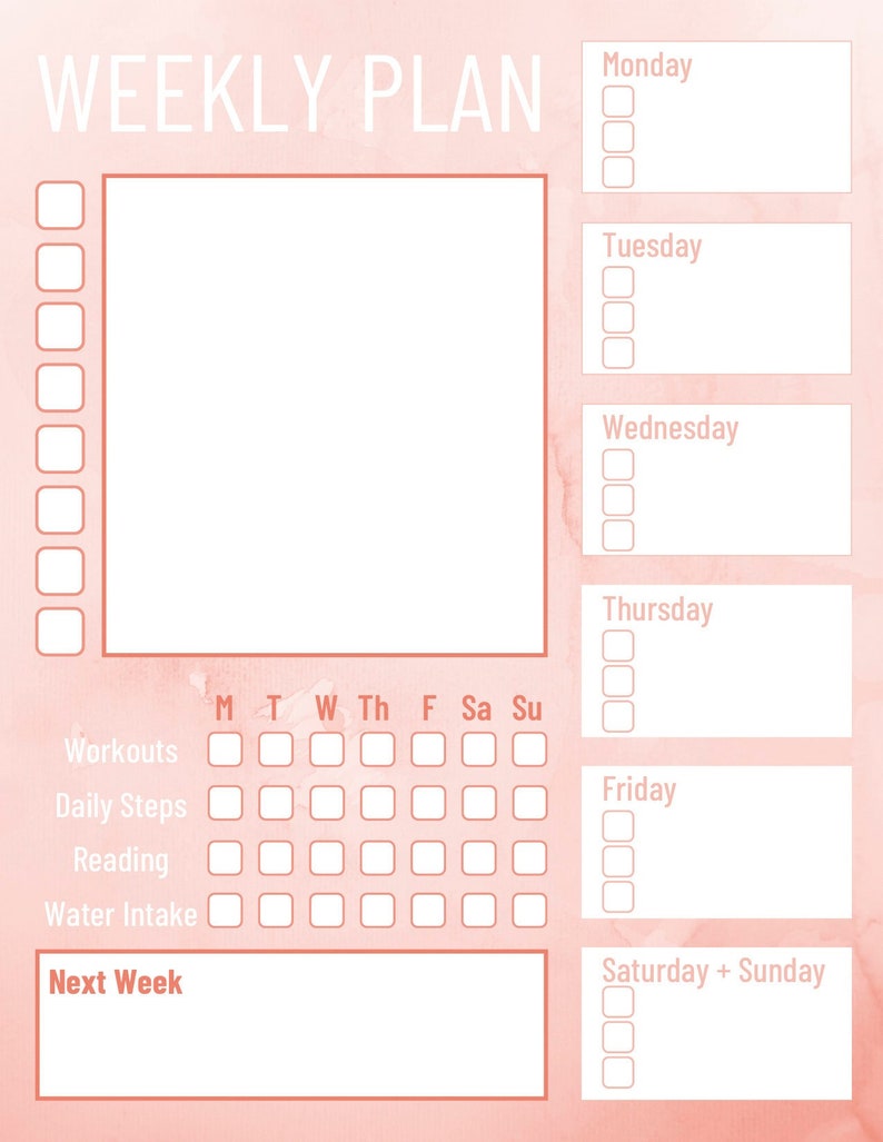 Printable Weekly Plan - Etsy