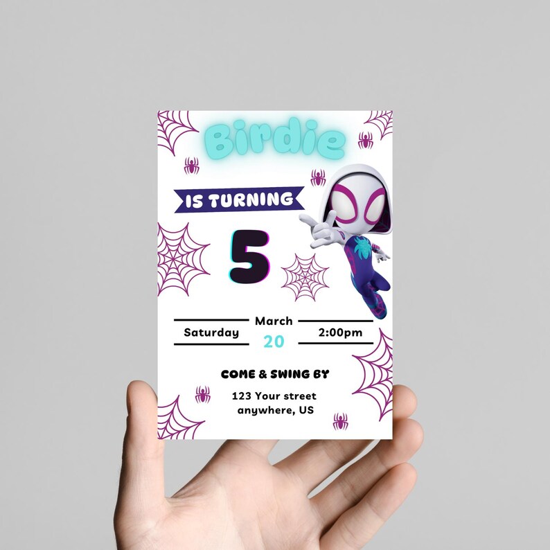 Ghost Spider Invitation | Spidey Birthday Invitations | Kids Party ...