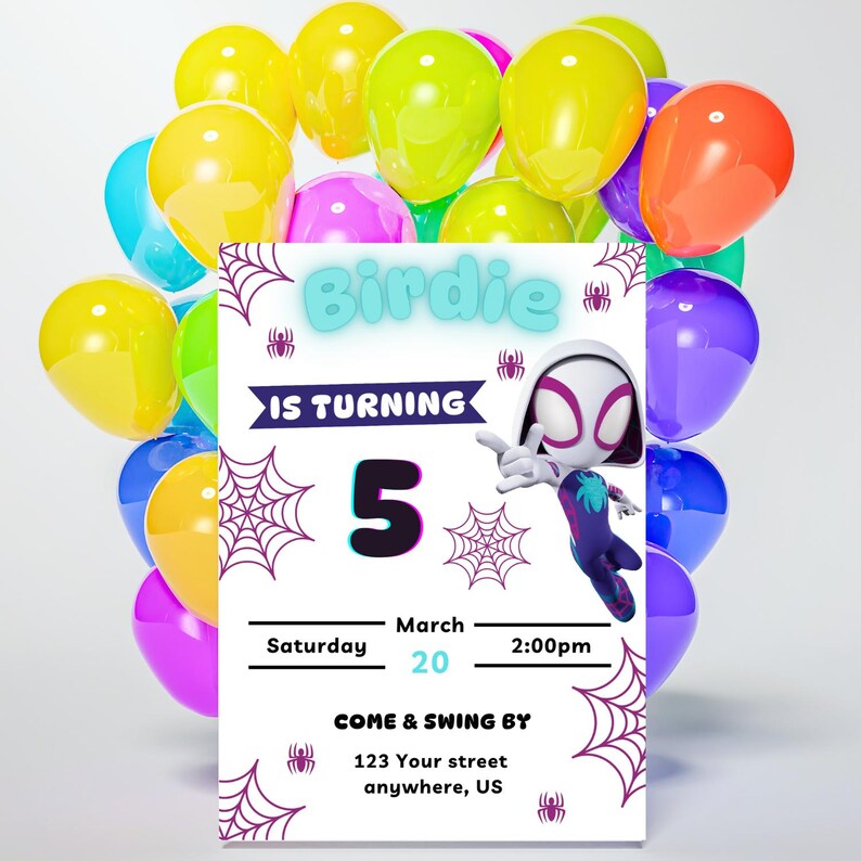 Ghost Spider Invitation | Spidey Birthday Invitations | Kids Party ...