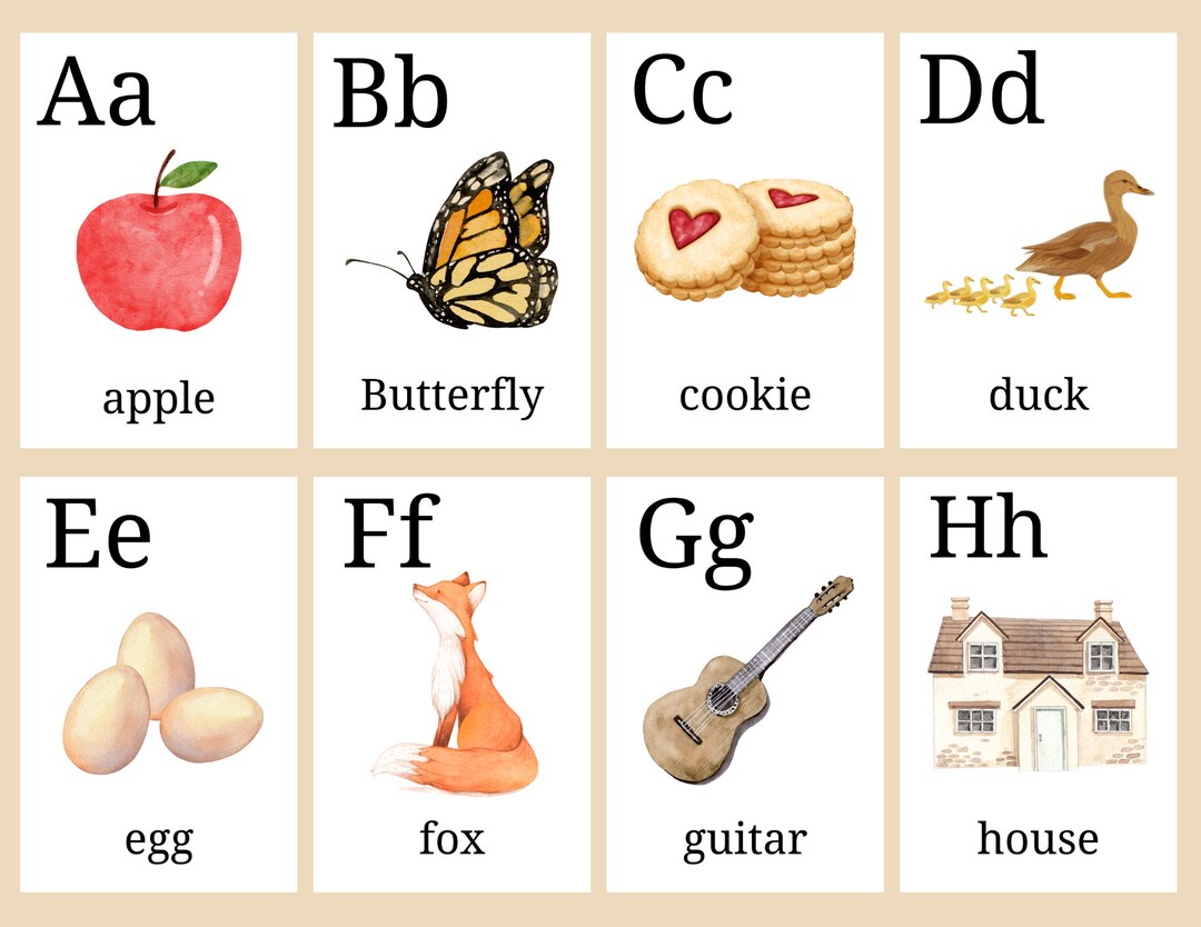 Homestead Themed Alphabet Flashcards/ Watercolor Alphabet Flashcards ...