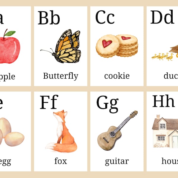 Watercolour Alphabet. Flashcards - Etsy