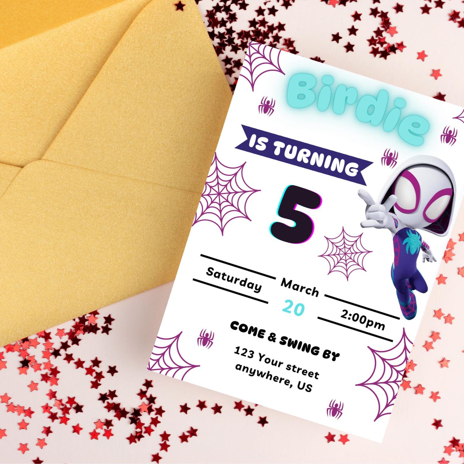 Ghost Spider Invitation | Spidey Birthday Invitations | Kids Party ...