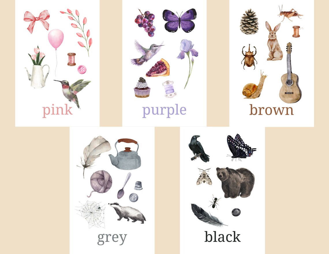 Nature Watercolor Art Color Flashcards / Homeschool / Nature Study ...