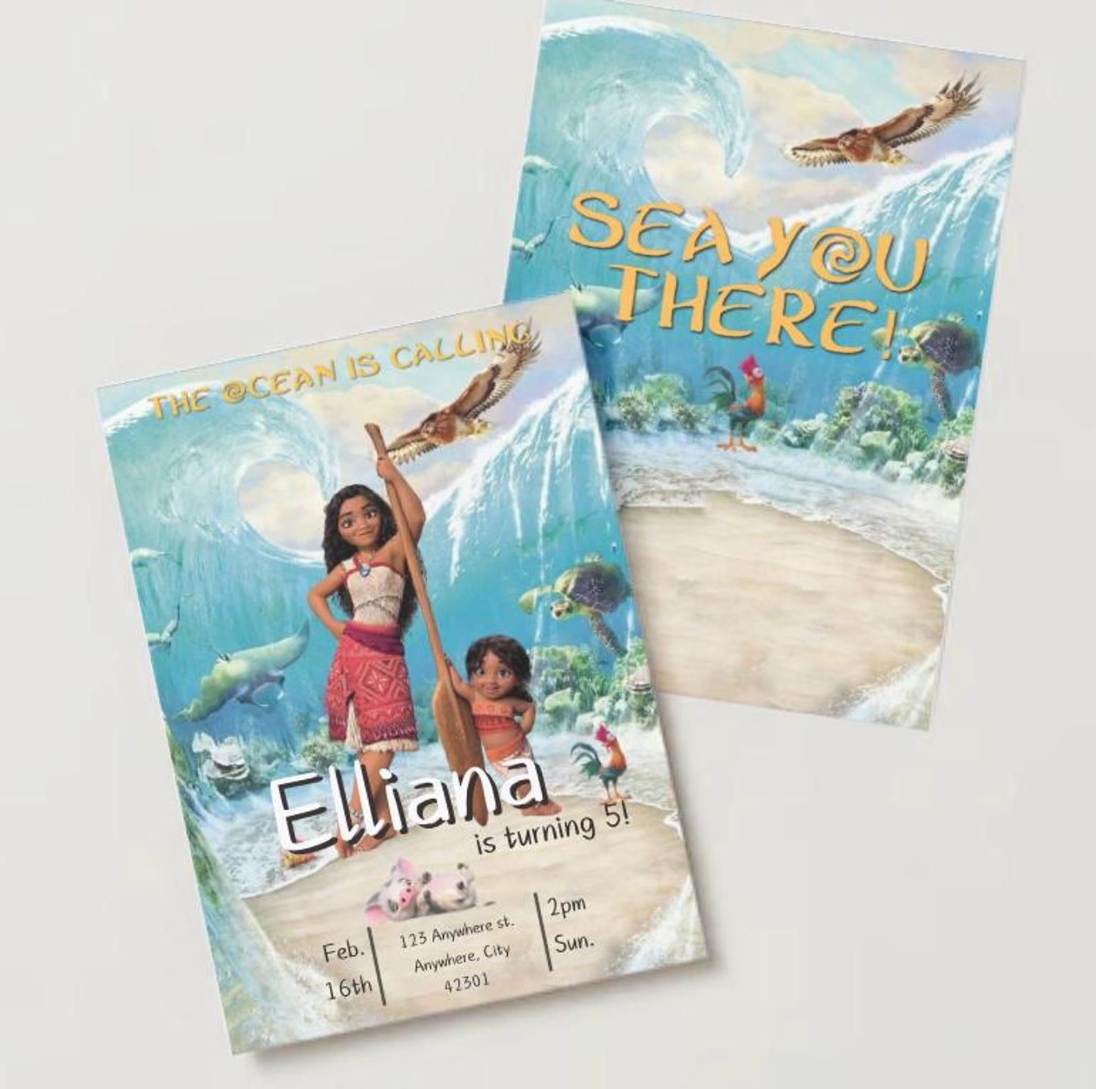 Moana 2 Birthday Invitation | Moana and Simea Birthday Invite | Kids ...