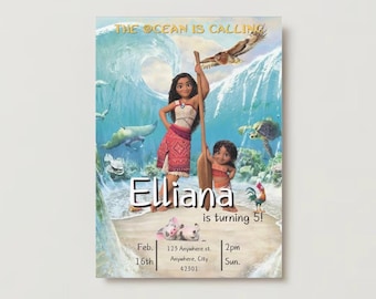Self- Editable Moana 2 Birthday Invitation | Moana and Simea Birthday ...