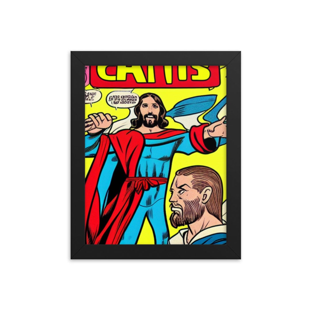 Comic Book Jesus - Framed Poster - Etsy