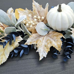Blue Fall Garland for Mantel, Blue Fall Home Decor, Blue Eucalyptus ...
