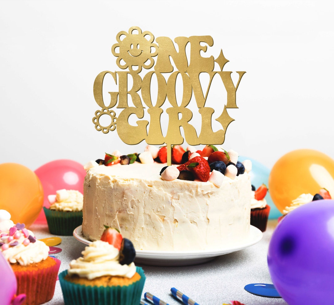 Happy First Birthday Cake Topper | Acrylic Cake Topper | One Retro Cake ...