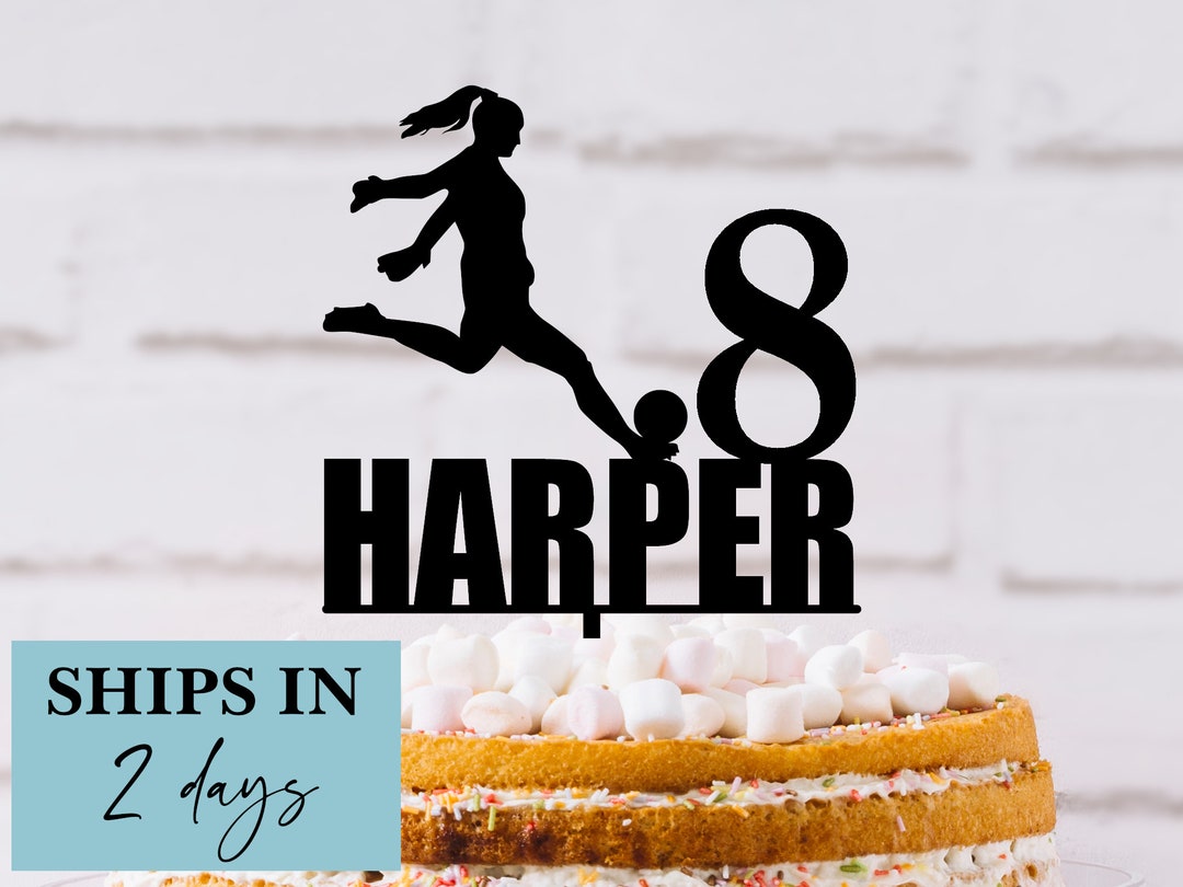Soccer Girl Cake Topper for Girl's Soccer Party, Birthday Cake Topper ...