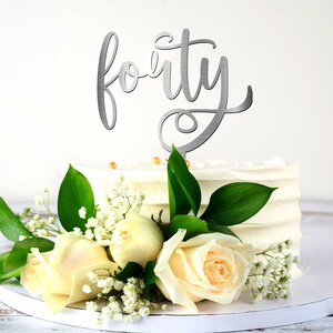 Forty Birthday Cake Topper | Acrylic Cake Topper | Wooden Forty Cake ...