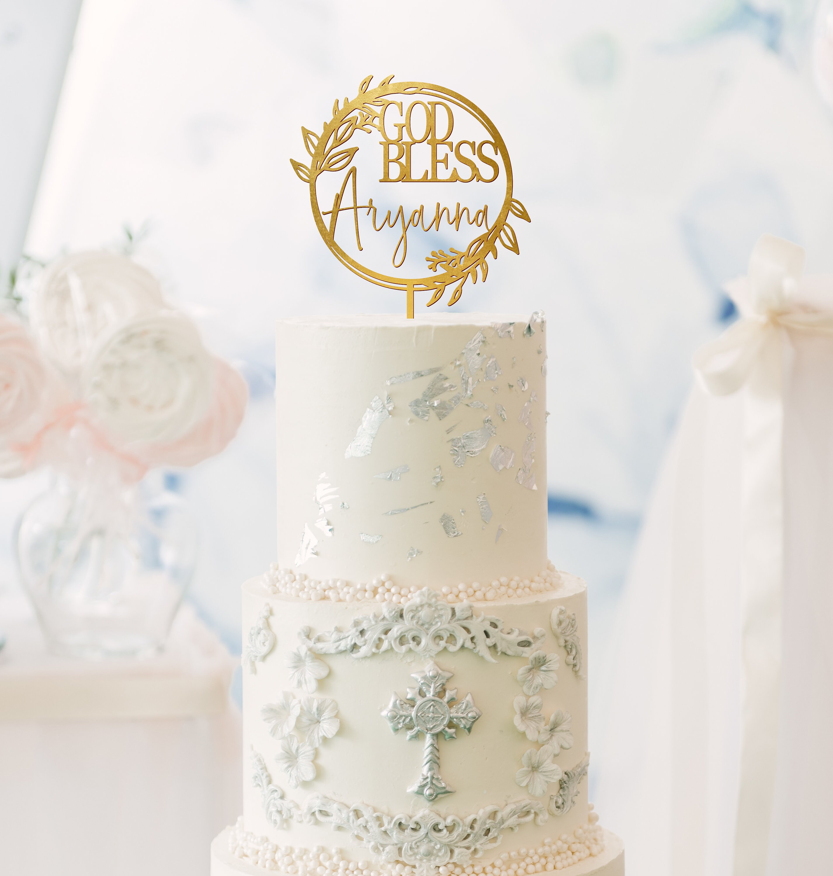 Personalized Baptism Cake Topper Custom Christening Cake - Etsy
