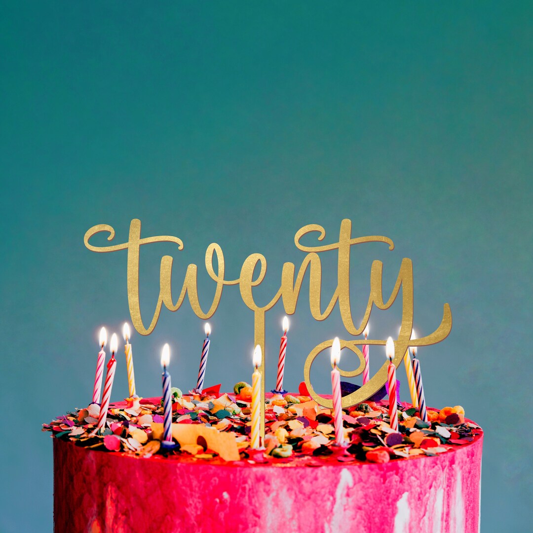 Twentieth Birthday Cake Topper | Acrylic Cake Topper | Wooden Twenty ...