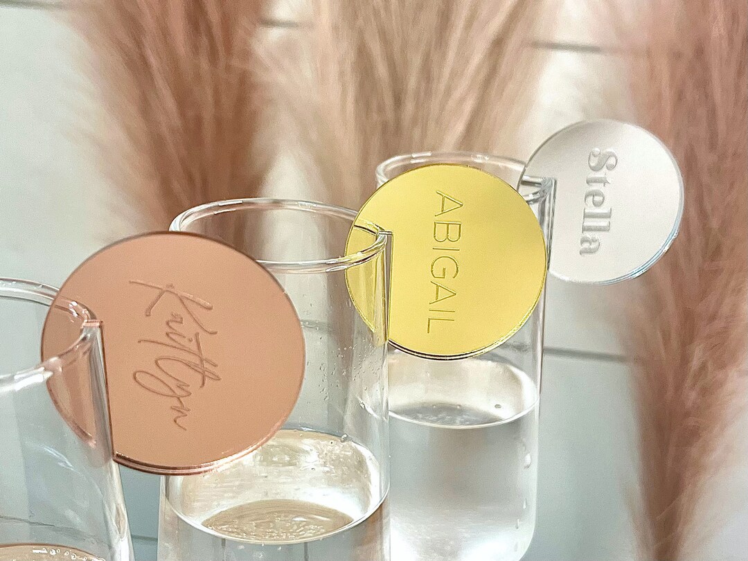 Round Acrylic Name Place Cards, Weddings Name Cards, Place Card Holder ...