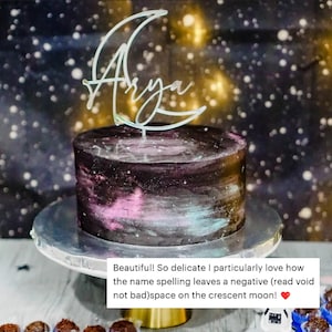 Moon Cake Topper With Name - Perfect for A Moon Birthday Theme, Space ...