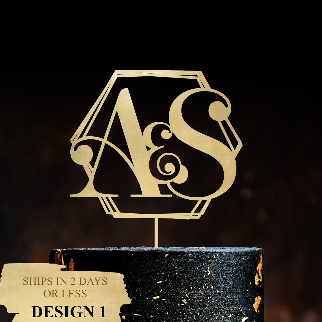 Initial Wedding Cake Topper, Letter Cake Toppers, Gold Cake Topper ...