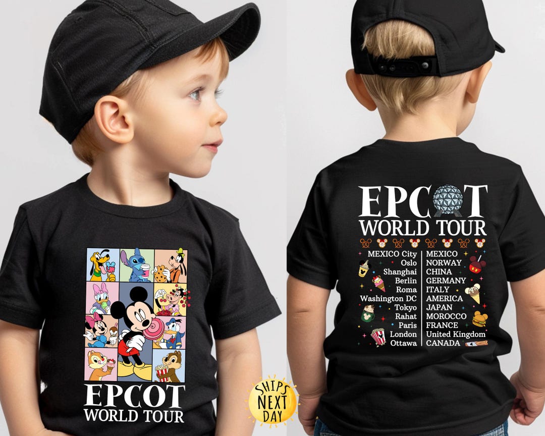 Epcot World Tour Front and Back Kids Shirt, Disney Retro Epcot Shirt ...