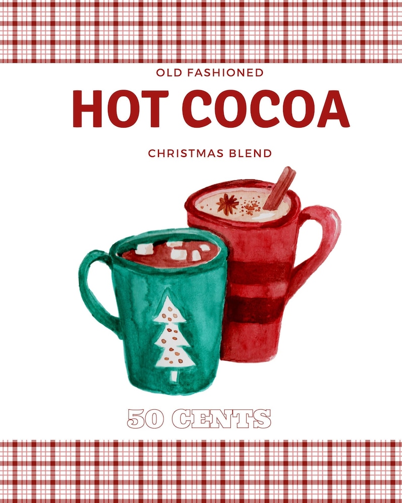 Hot Cocoa Printable Image. Christmas Blend Hot Cocoa. Christmas Wall ...