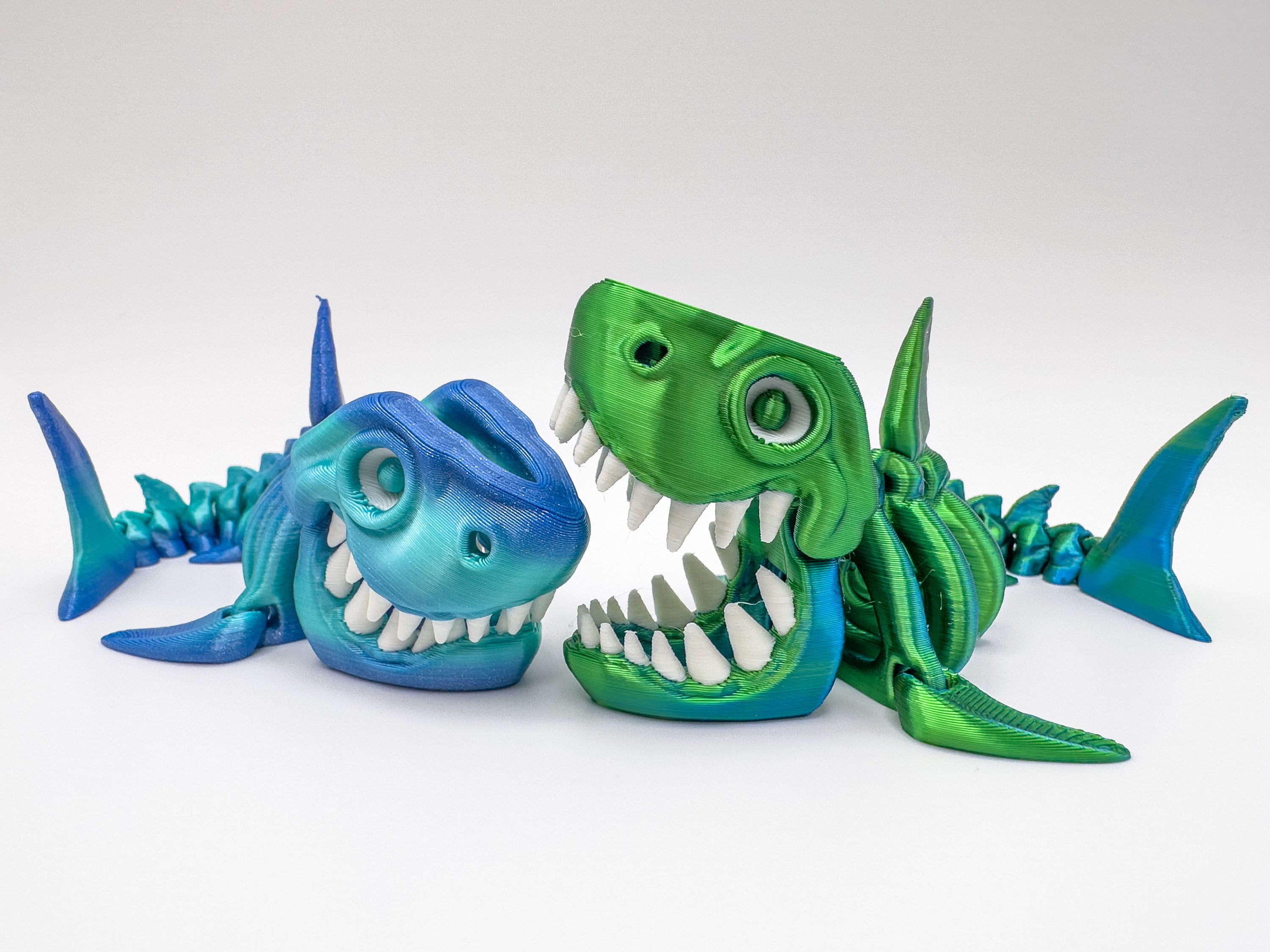 Jawsome Fidget Fun: Multicolored 3D Printed Shark Fidget Toy in ...