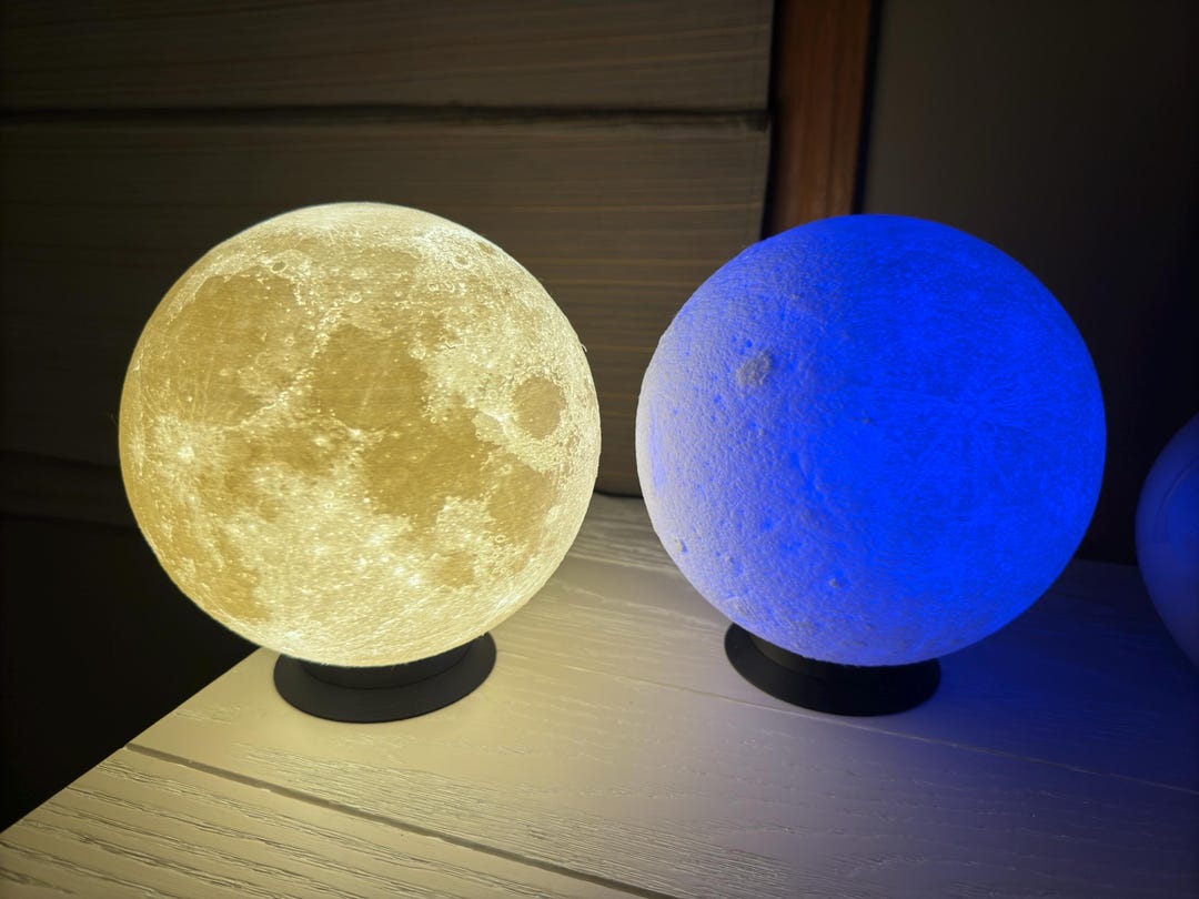 3D Printed Moon Lamp: NASA Lunar Scans, RGB Night Light With Remote - Etsy