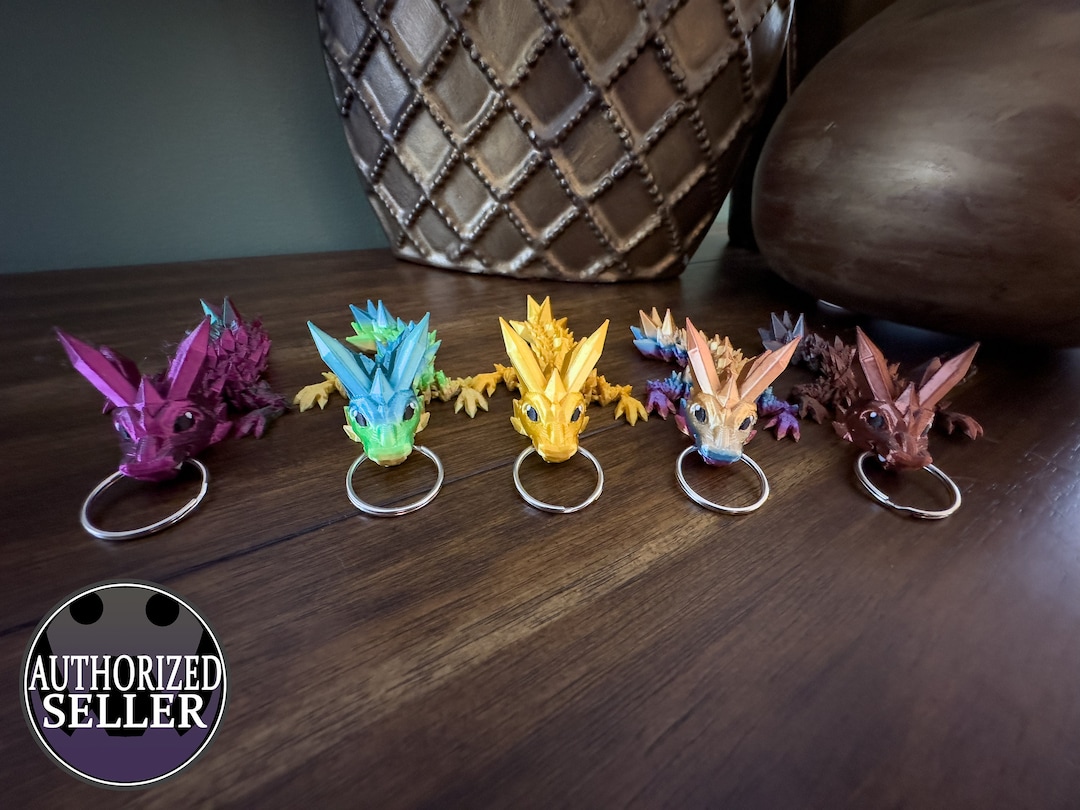 3D Printed Crystal Dragon Keychain - Tadling Dragon - Etsy