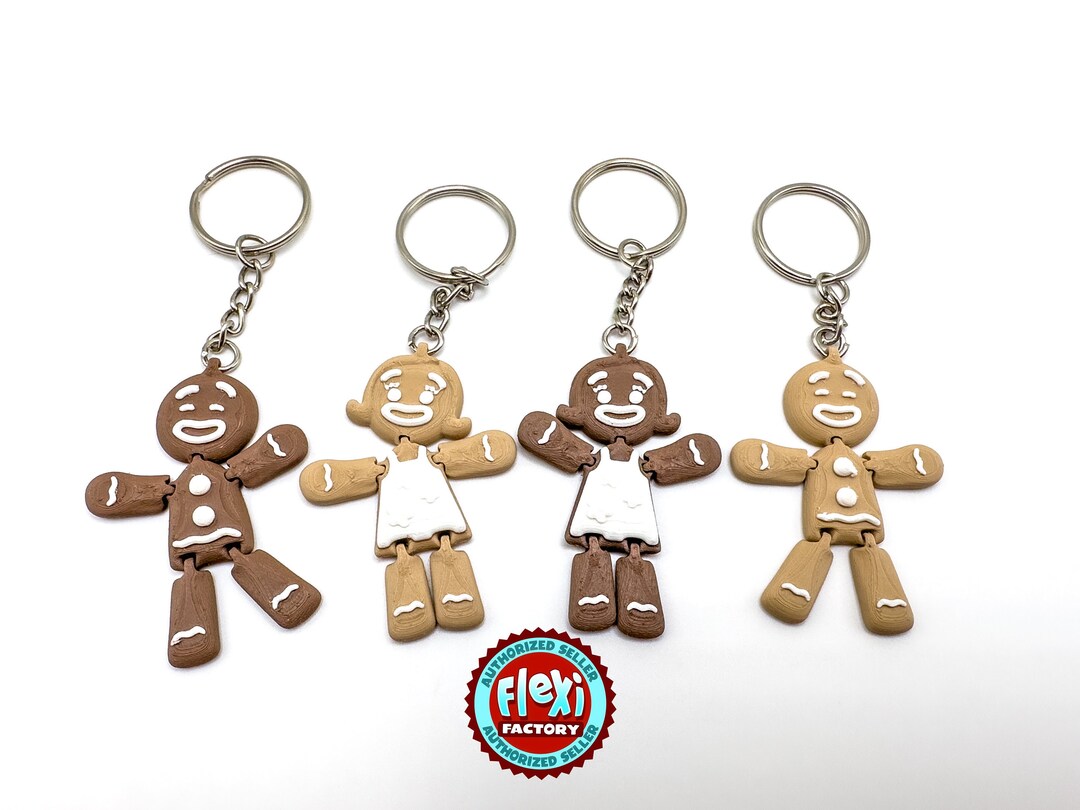 Articulated Gingerbread Man Keychain: 3D Printed Flexi Factory Design ...
