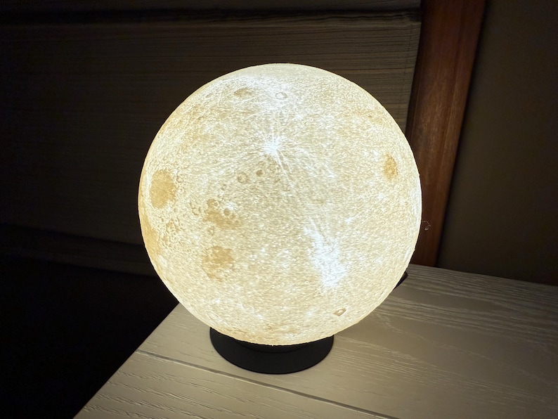 3D Printed Moon Lamp: NASA Lunar Scans, RGB Night Light With Remote - Etsy