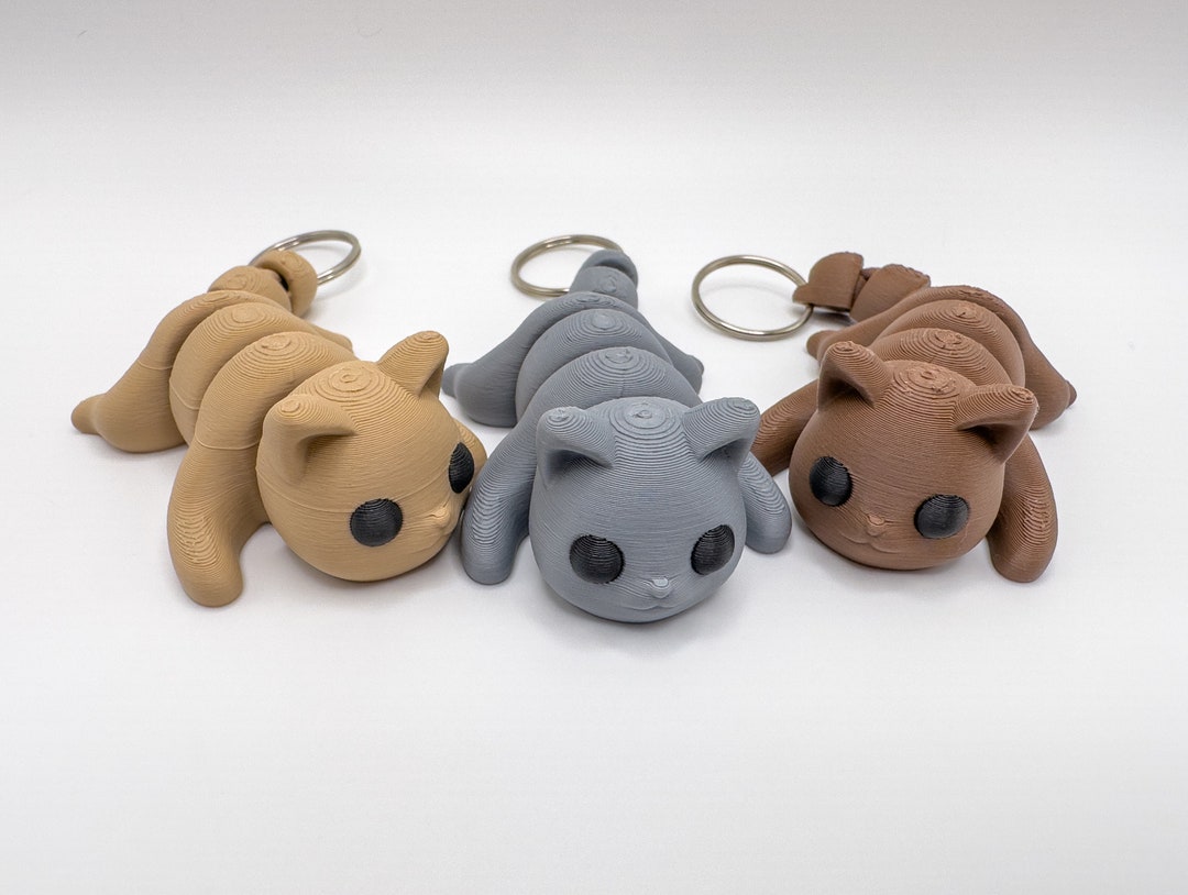 Customizable 3D Printed Baby Kitty Fidget Keychain - Perfect for ...