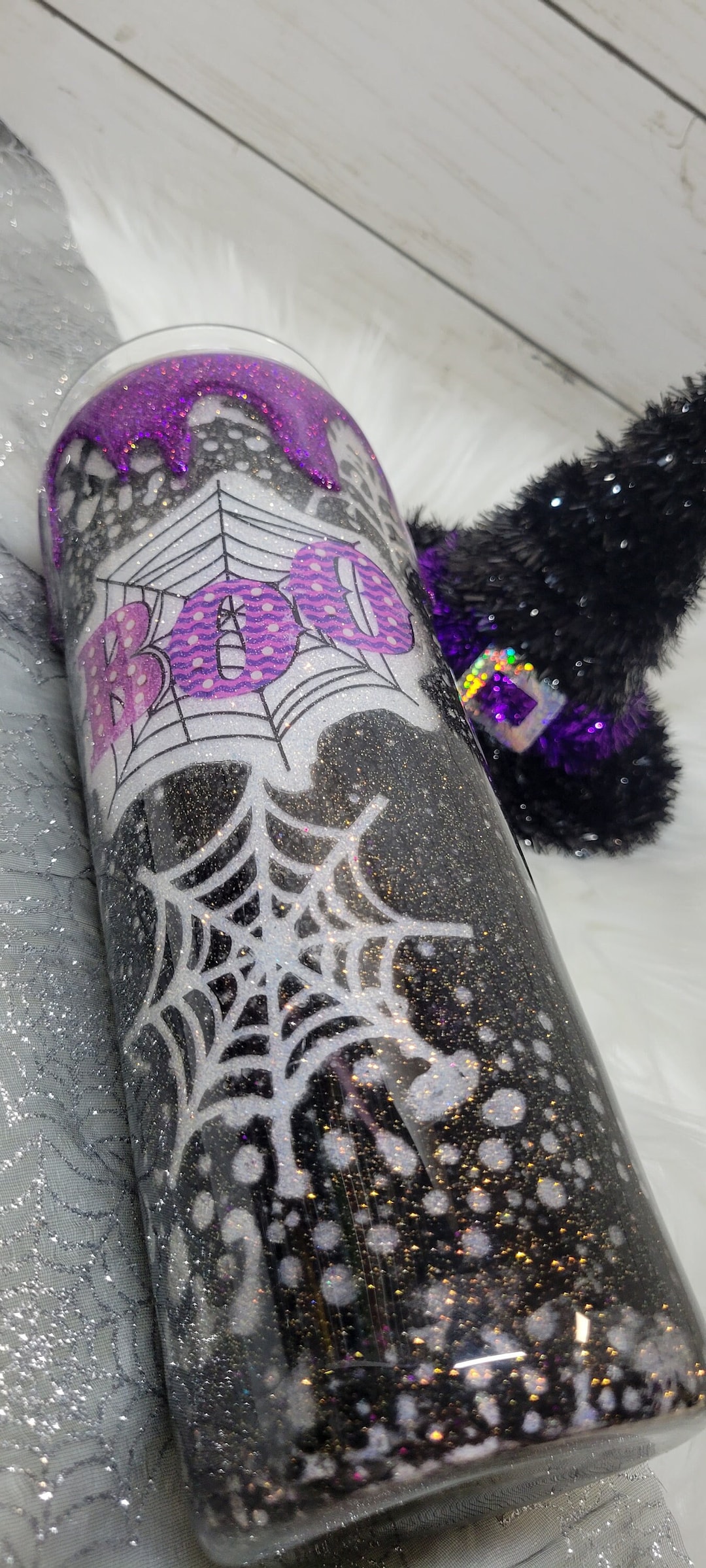 Halloween Boo Purple Drip Glitter Epoxy Tumbler - Etsy