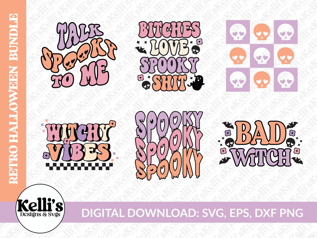 Retro Girly Halloween SVG Bundle, Hello Fall SVG, Fall Vibes Png, Retro ...