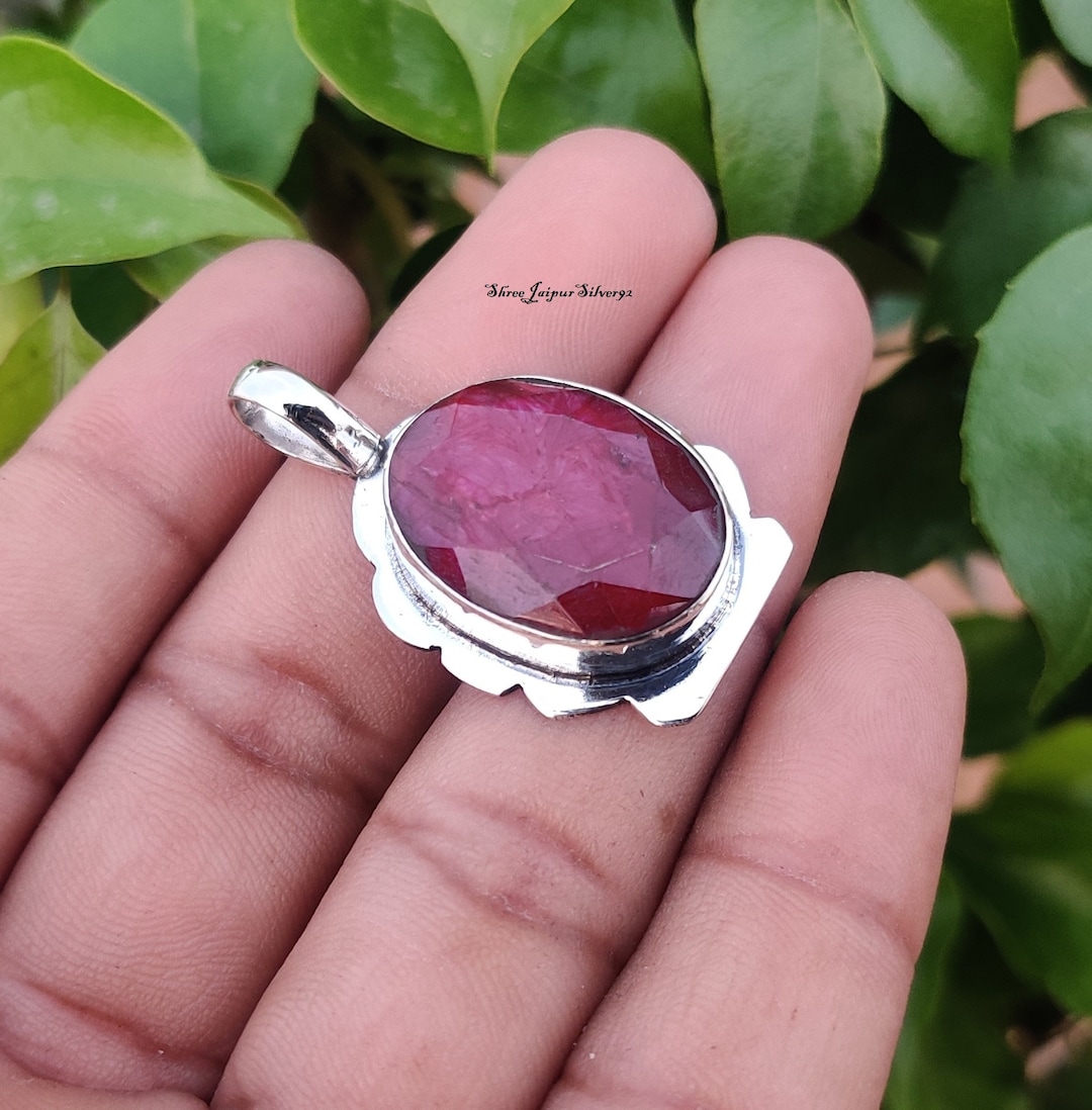 Ruby Silver Pendent , 925 Sterling Silver Pendent , Beautiful Pendent ...