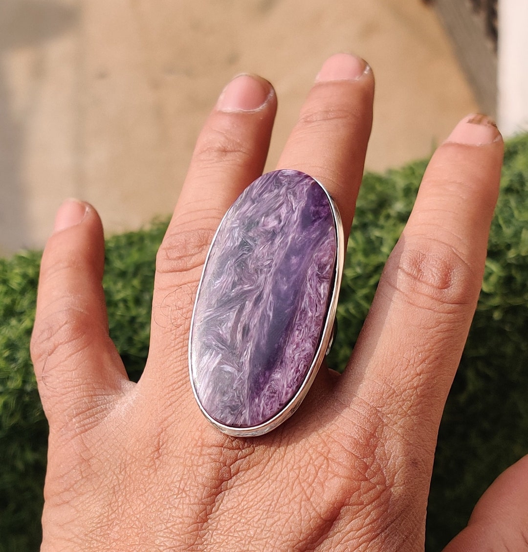 Unique Big Charoite Ring, Wonderful Designer Gemstone Ring, Top Quality ...