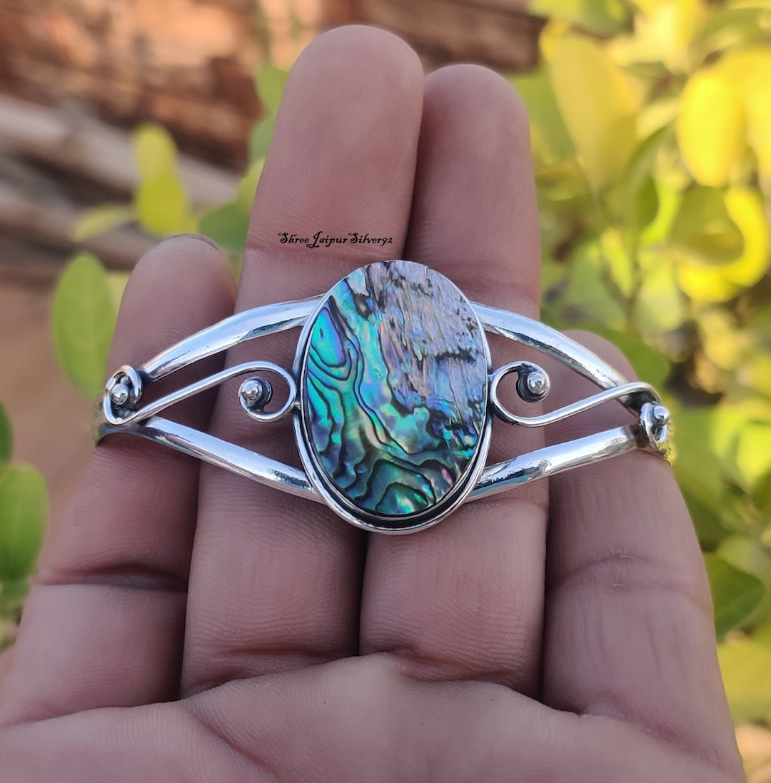 Abalone Shell Bangle, Handmade Bangle, Women Bangle, 925 Silver Bangle ...