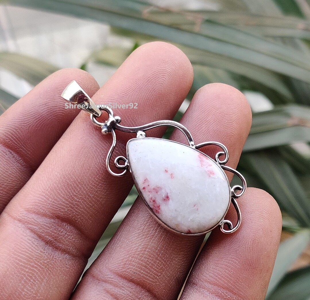 Cinnabar Pendant Necklace, 925 Sterling Silver Pendant, Cinnabar ...