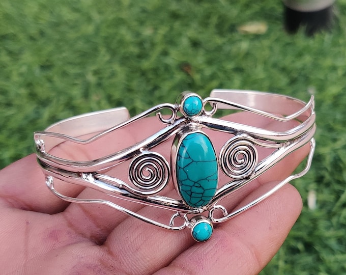 Turquoise Bracelet,turquoise Cuff Bracelet,turquoise Gold Stone Bangle ...