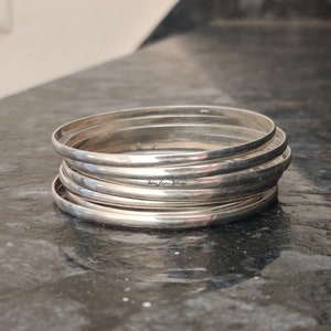Handmade 925 Sterling Silver Bangle Set: Simple Stacking Bangles - Etsy