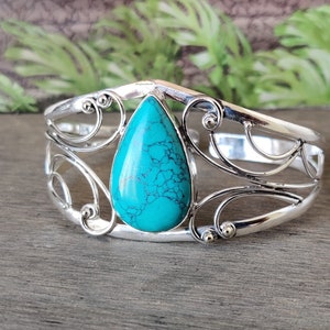 Turquoise Bangle, Handmade Bangle, 925 Silver Bangle, Natural Turquoise ...