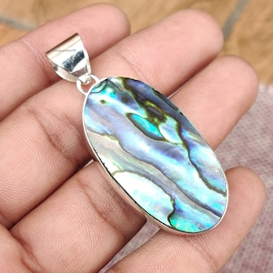 Natural Abalone Shell Pendant, Abalone Shell 925 Sterling Silver ...