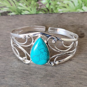 Turquoise Bangle, Handmade Bangle, 925 Silver Bangle, Natural Turquoise ...
