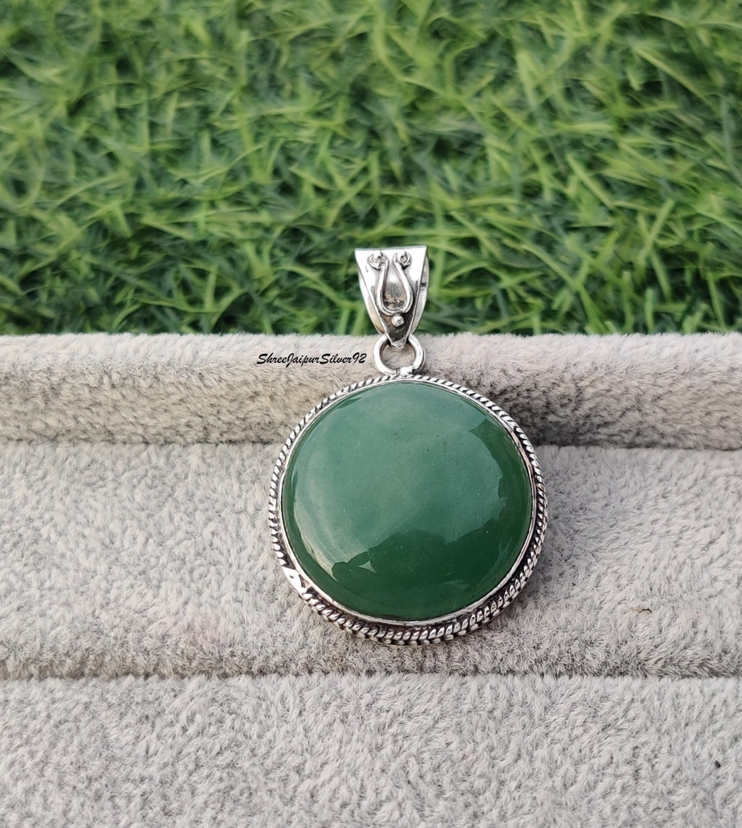 Green Jade Gemstone Pendant 925 Sterling Silver Unique Style Necklace ...