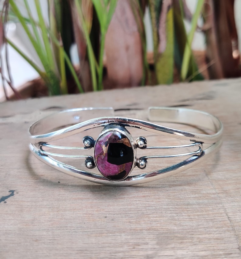Unique Pink Opal Gemstone Bangle 925 Sterling Silver Designer Boho ...