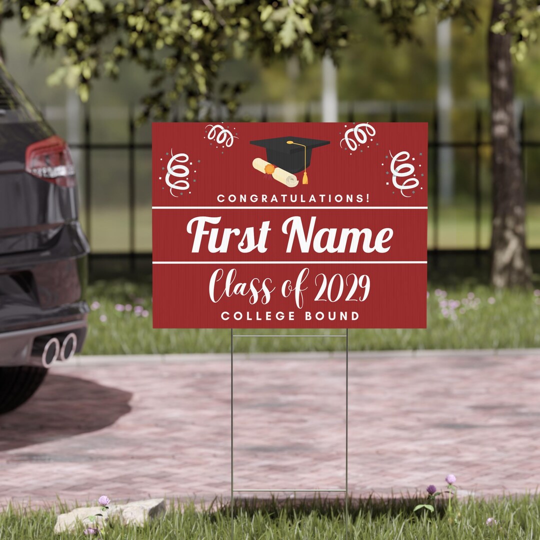 College Bound Yard Sign, Custom Yard Sign, Class of 2029 Yard Sign ...