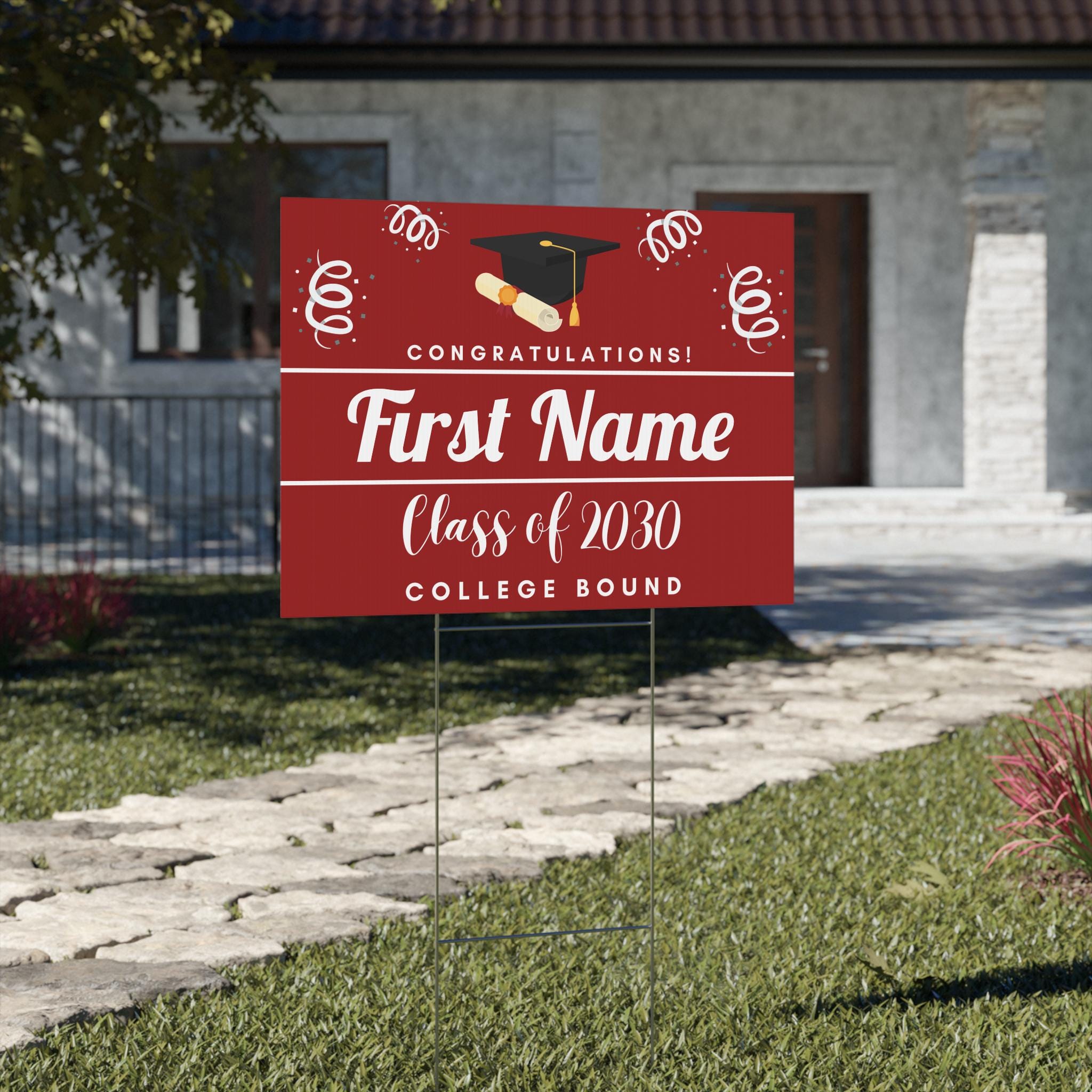 College Bound Yard Sign, Custom Yard Sign, Class of 2030 Yard Sign ...