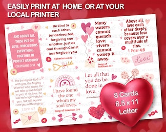 Christian Valentine Scripture Cards 3.5x2.5 Printable, Loving Bible ...