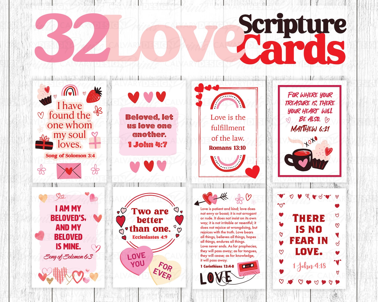 32 Love-themed Valentines Day Scripture Card Bundle 3.5x2.5, Printable ...