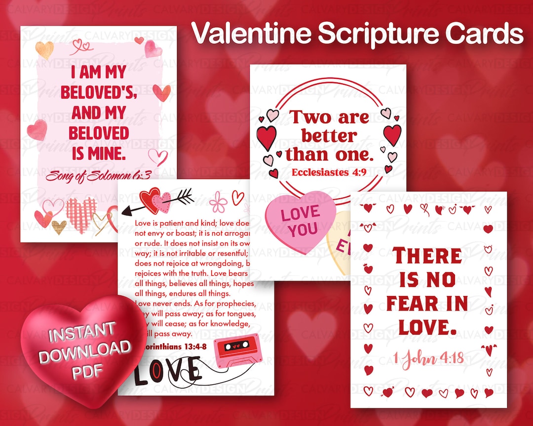 Christian Valentine Scripture Cards: Printable Bible Verses (PDF) - Etsy