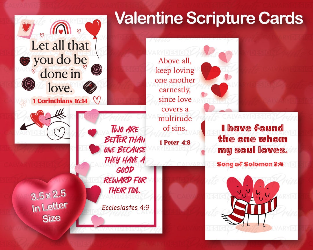 Christian Valentine Scripture Cards 3.5x2.5 Printable, Loving Bible ...