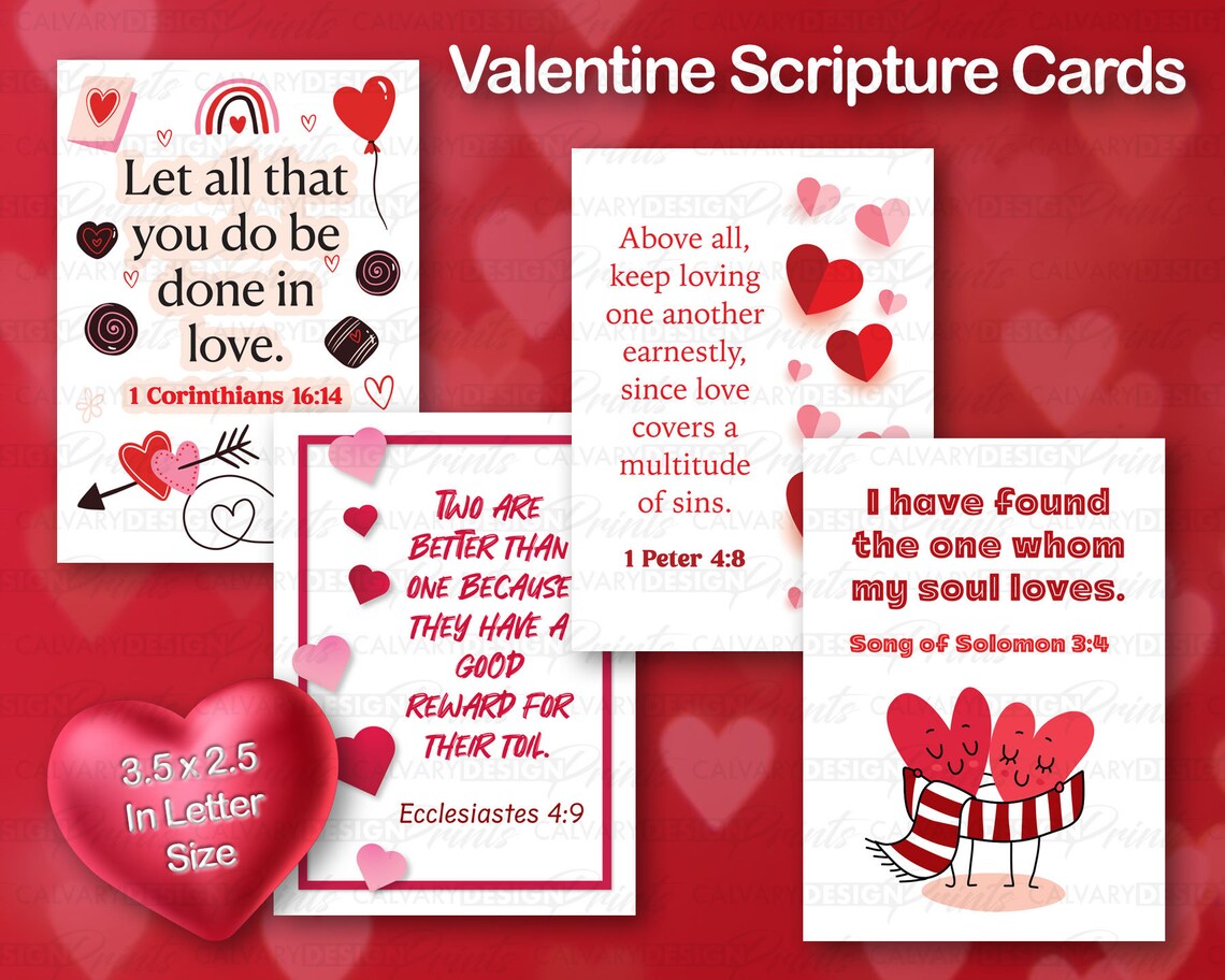 Christian Valentine Scripture Cards: Bible Verse Printables (PDF) - Etsy