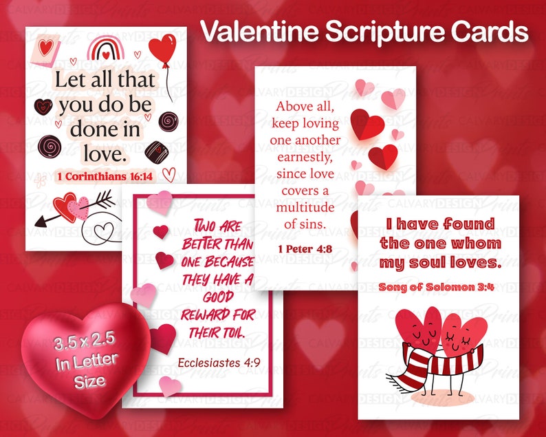 Christian Valentine Scripture Cards 3.5x2.5 Printable, Loving Bible ...